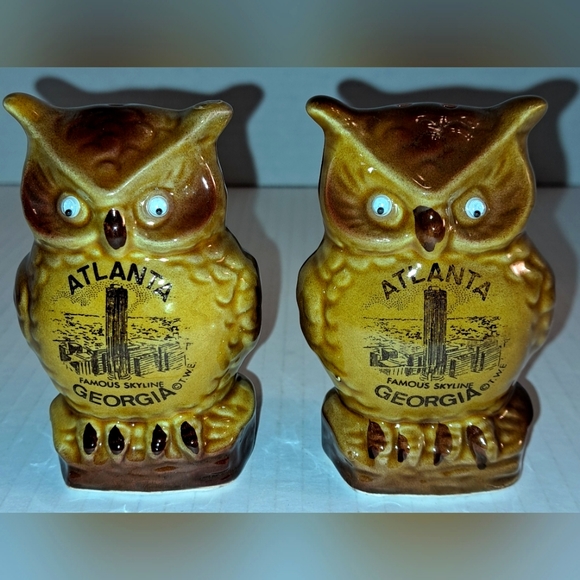 Vintage | Dining | Vintage Google Eyed Owl Atlanta Ga Salt And Pepper ...